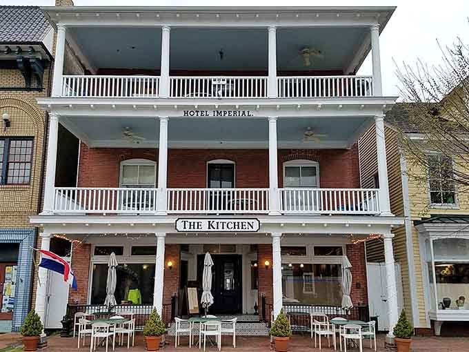 White porches stacked like wedding cakes invite you to dine where history meets seriously good food.