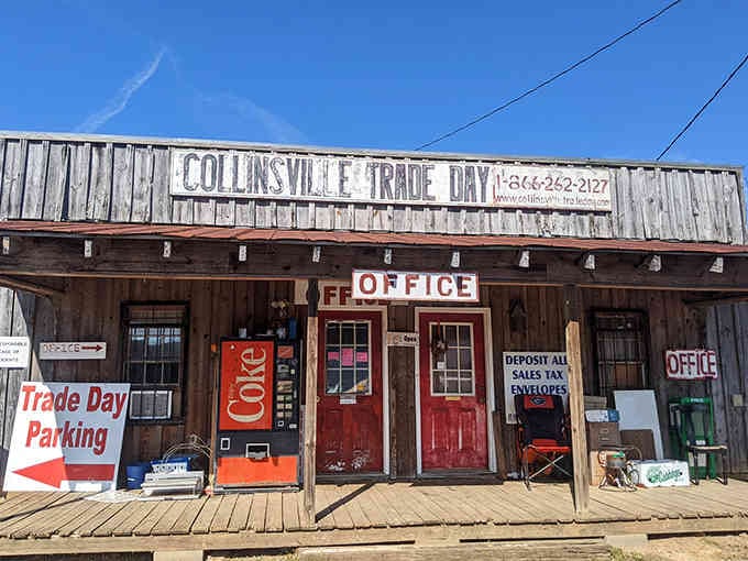 The Trade Day office stands ready to welcome vendors and shoppers to Alabama's most reliable Saturday morning tradition.