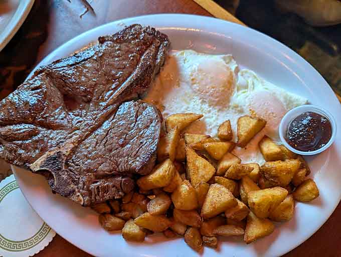 A proper steak and eggs situation, where the steak means business and the eggs are just keeping up.