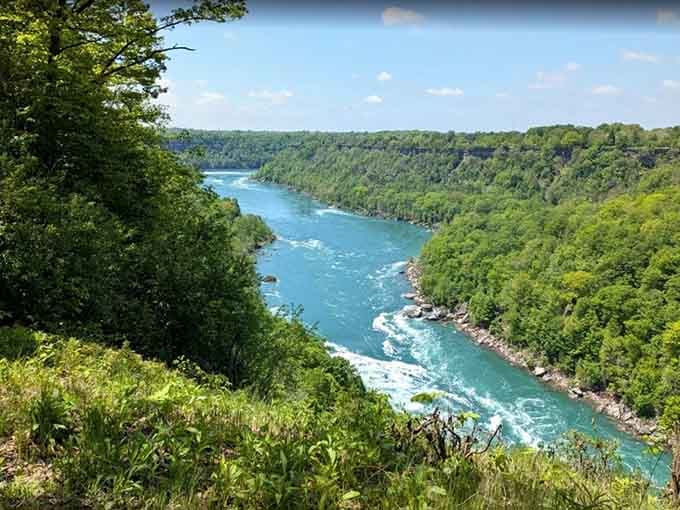 The gorge from above looks like something borrowed from a Pacific Northwest postcard. Spoiler: it's western New York.
