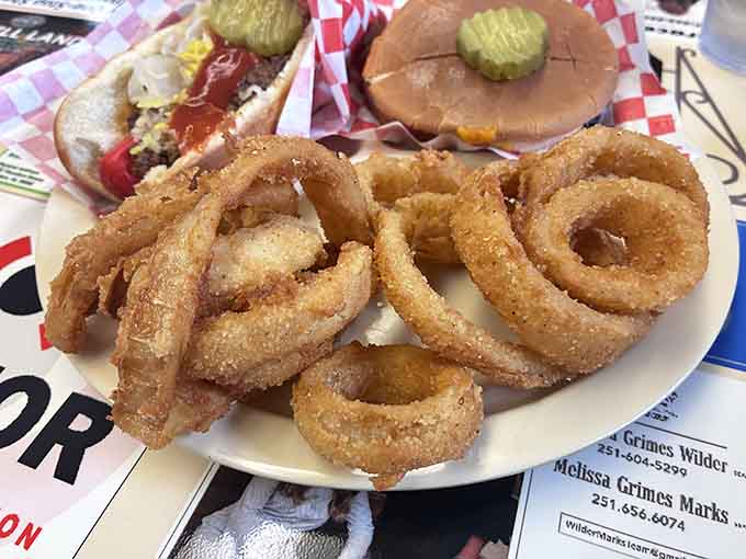 Golden, crispy onion rings that look like they were fried by someone who genuinely cares about you.