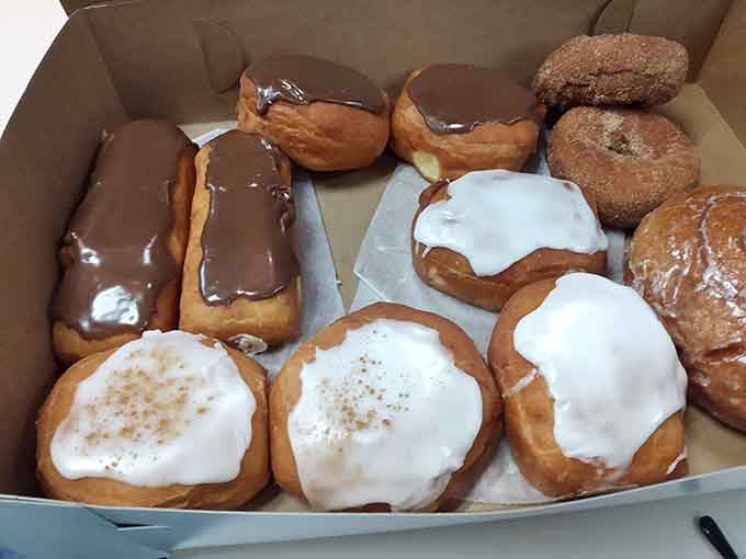 Cream-filled, sugar-dusted, and ready for their close-up. Dom Bakeries' filled donuts are the real headliners here.