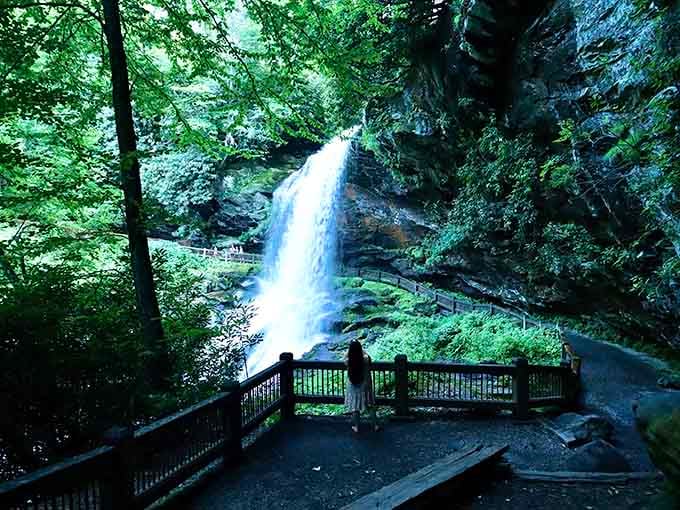 One person, one waterfall, and absolutely zero reasons to check your phone right now.