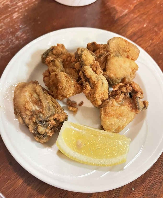 These deep fried Pacific oysters are golden, crispy, and served with lemon. Resistance is genuinely futile here.