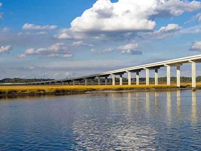Modern engineering meets timeless marshland, creating a bridge that connects you to island time and coastal beauty.