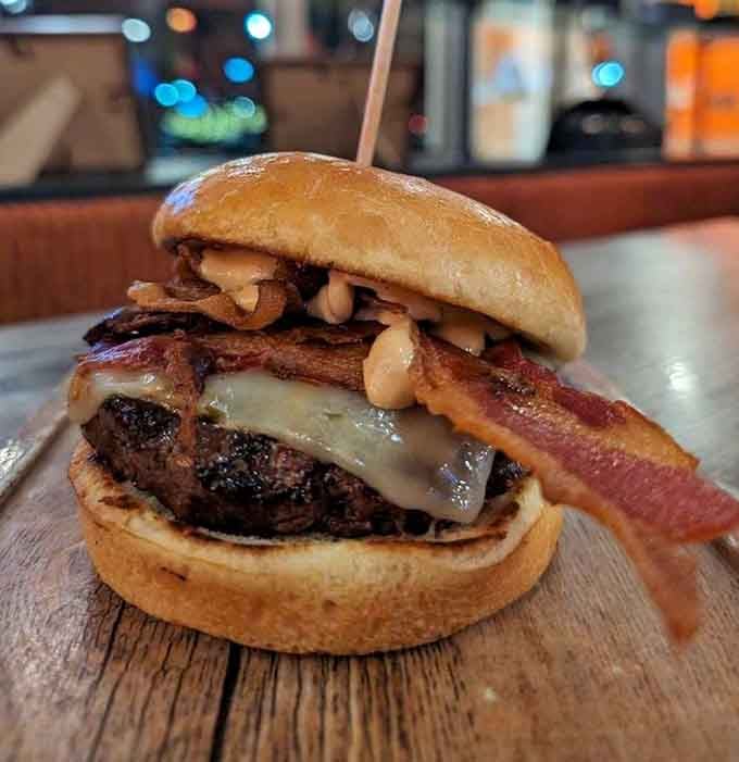 Smoky bacon, melted cheese, and that gorgeous char on the patty make this Bacon Cheddar look like pure ambition on a bun.