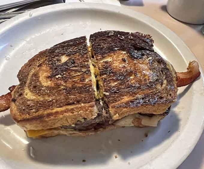 When your patty melt comes with a side of nostalgia and perfectly griddled bread, life is good.
