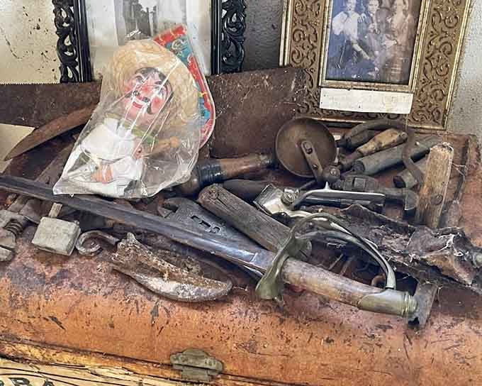 Old tools rest in peaceful retirement, having earned their place in history through honest, hard-wearing labor.
