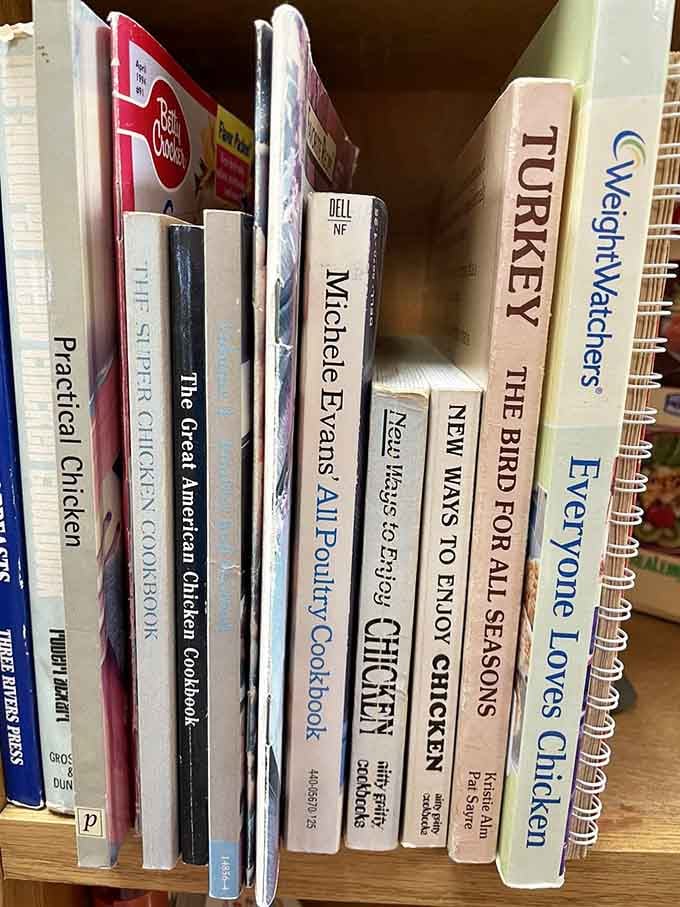 Somewhere between Betty Crocker and "Everyone Loves Chicken," your next dinner party menu is hiding on this shelf.