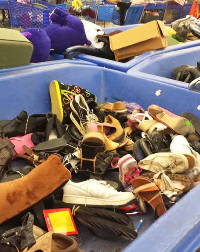 Dozens of shoes tumble together in one glorious pile, proof that Cinderella's slipper could absolutely be in there.
