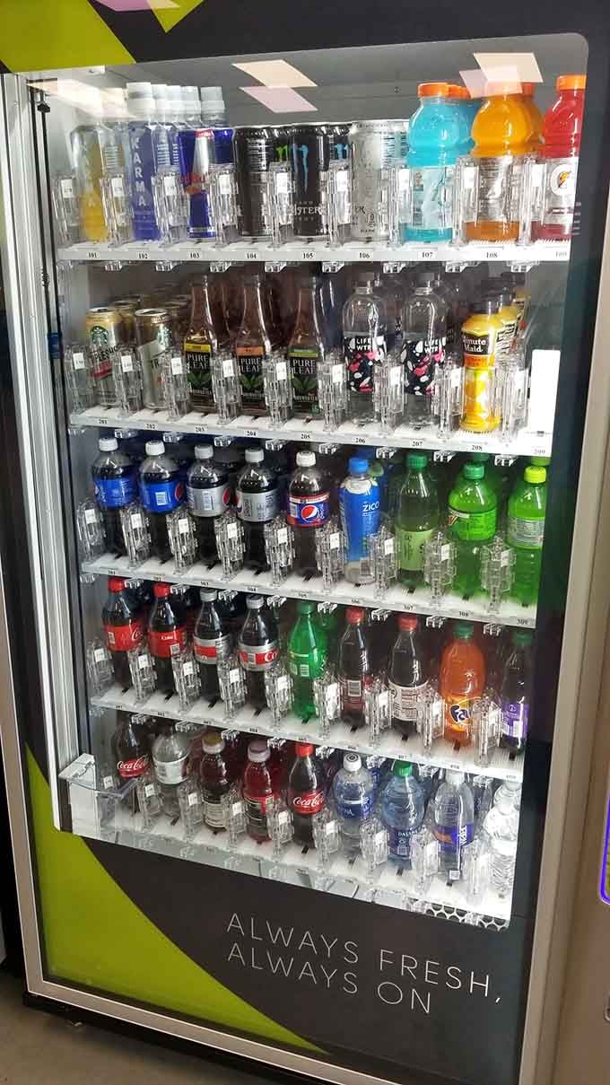 Thirsty after two hours of bin diving? The vending machine has you completely covered.