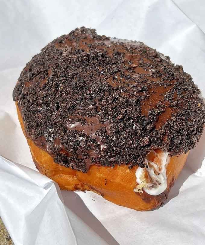 Stuffed with cream and buried under Oreo crumbles, this donut is the kind of thing dreams are made of.