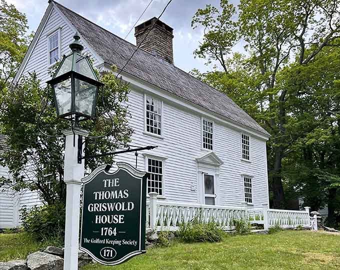 The Thomas Griswold House sign says 1764, which means this white clapboard beauty has been here longer than the United States.