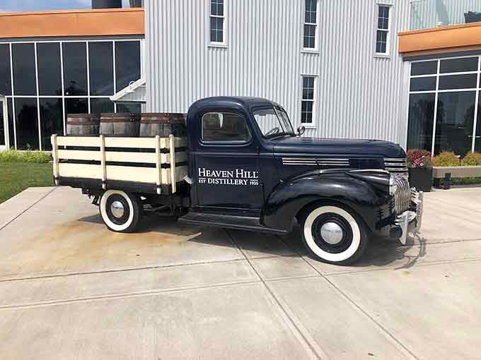 This vintage delivery truck has Heaven Hill Distillery written on the door and pure Kentucky soul in its bones.
