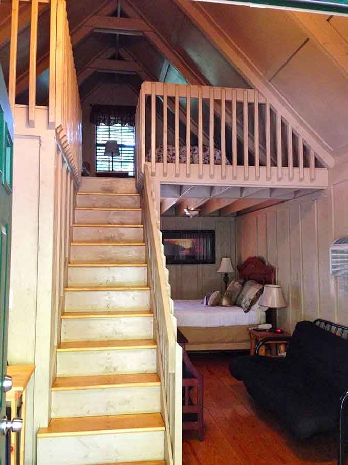 Those stairs lead to a loft that'll make you feel like the Swiss Family Robinson, minus the shipwreck drama.