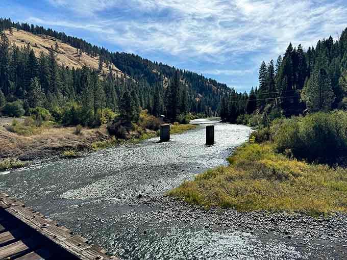 Railroad bridges over pristine rivers remind you that engineers knew how to pick spectacular routes.