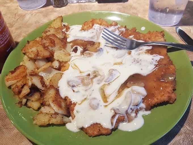 Creamy, dreamy, and piled high, this Cheesy Jager Schnitzel is comfort food wearing a tuxedo.