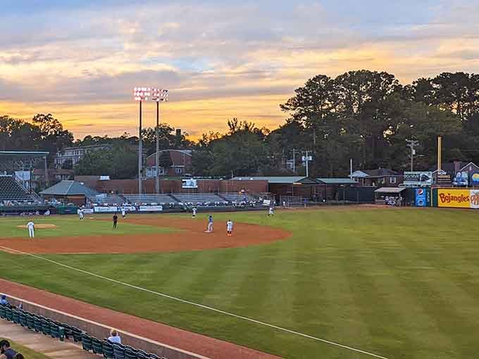 Grainger Stadium at sunset is proof that minor league baseball and a good sky are all you really need.