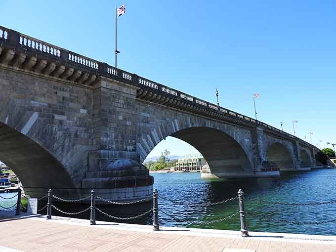 The real London Bridge, reassembled stone by stone in Arizona. History has never looked this gloriously out of place.