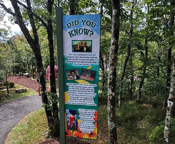 Did you know the Land of Oz has trivia signs along the trail? Consider your walk both magical and educational.