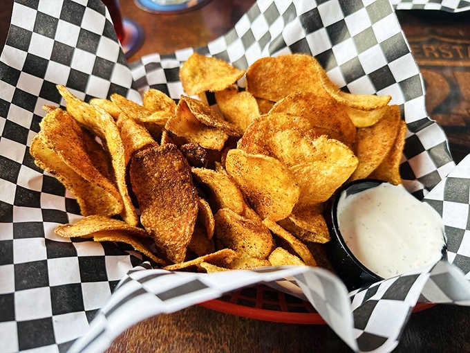 These Cajun chips are the kind of bar snack that makes you completely forget you ordered them as a side.