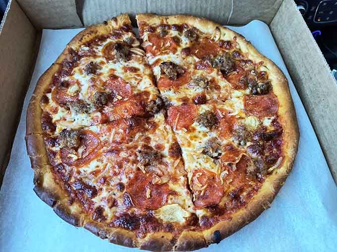 That bubbling, golden-crusted Mama Santa's pizza in the box is proof that some things in life are genuinely perfect.