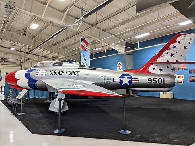 The jet, painted in red, white, and blue, feels like America brought to life in aircraft form.