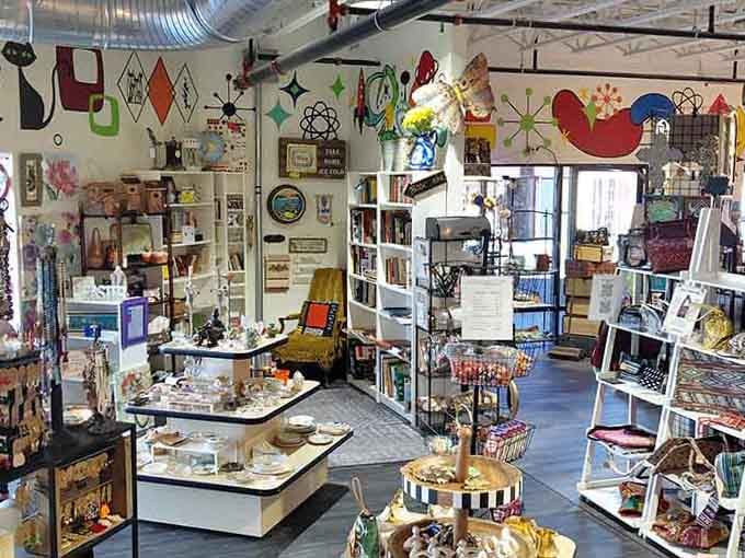 Mid-century murals on the walls, treasures on every shelf. This is what a really good Saturday afternoon looks like.