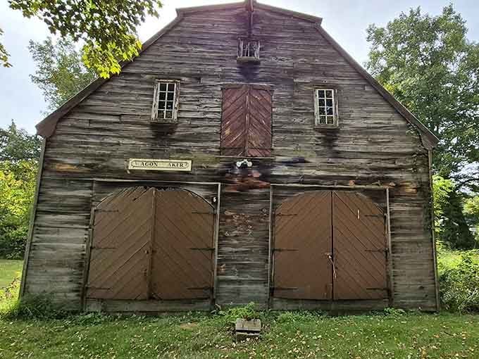 Two sets of big barn doors, one wagon maker's sign, and about two centuries worth of honest hard work.