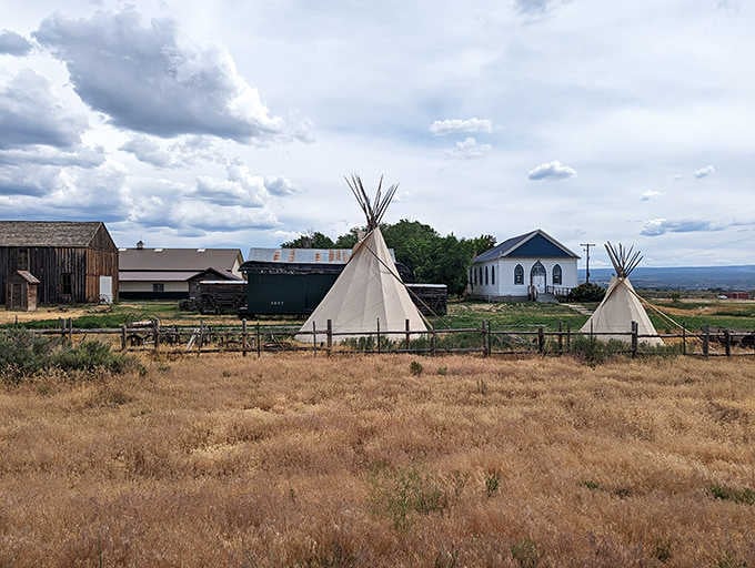 Traditional tipis remind visitors that Western history includes many cultures, not just the cowboys from Hollywood movies.