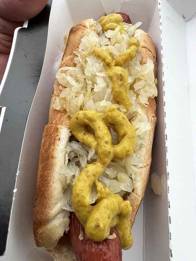 Sauerkraut and mustard on a Nathan's hot dog is a classic pairing that has outlasted trends, fads, and questionable food decisions.