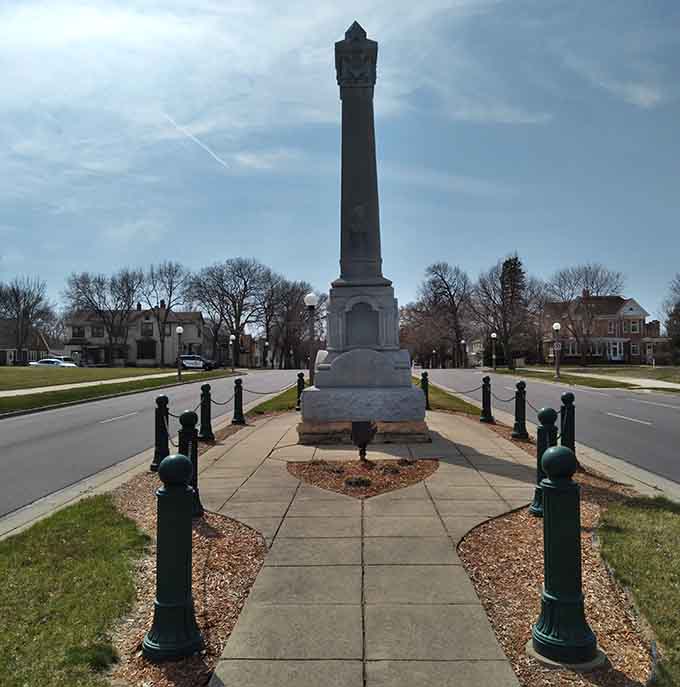 The Defenders Monument stands quietly at attention on a New Ulm street, reminding passersby that this town has serious historical backbone.