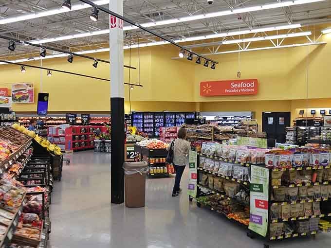 Walmart in Nogales pulls double duty, serving both sides of the border with bilingual signage and a packed produce aisle.