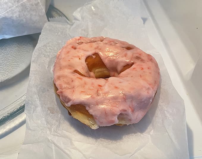 That pink strawberry glaze is cheerful enough to turn any Tuesday morning into something worth remembering.