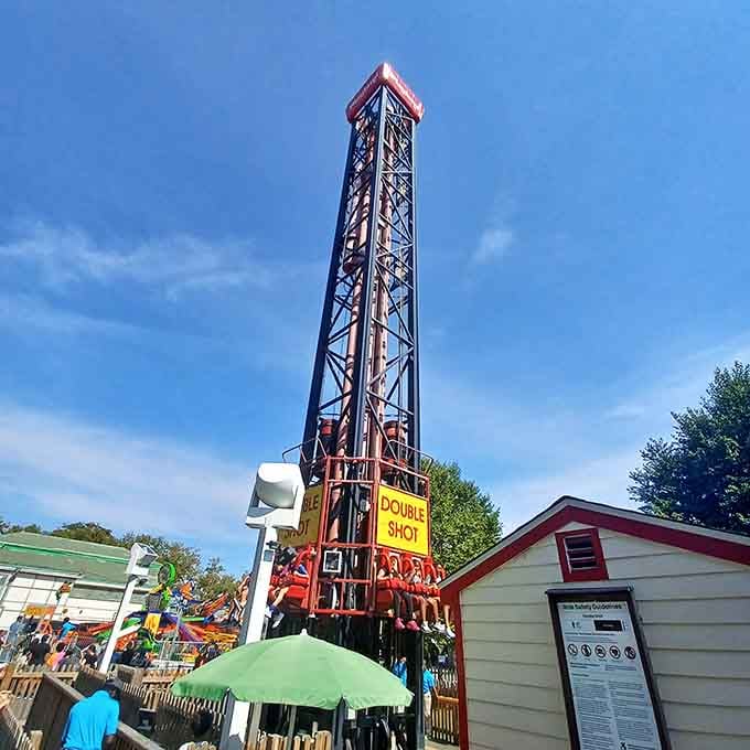 Double Shot sends riders straight up toward the clouds, which is a great place to reconsider your life choices.