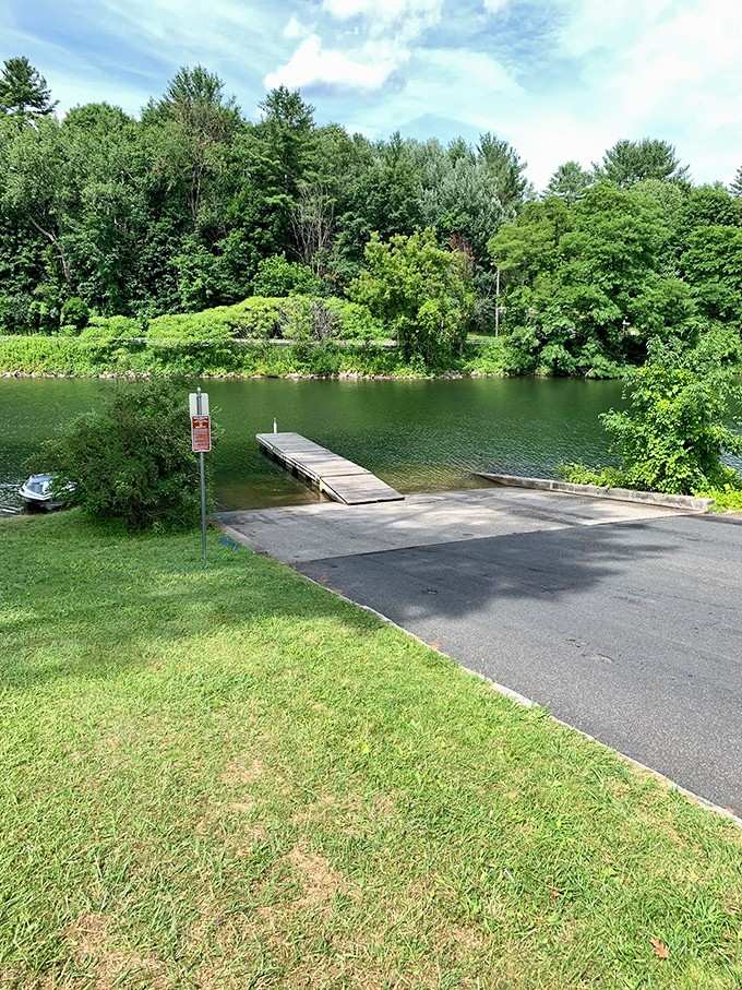 A clean boat ramp, a wooden dock, and open water ahead. Getting out on Pontoosuc Lake has never looked so straightforward.