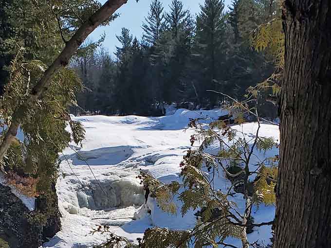 Winter turns Potato River Falls into a frozen wonderland that makes Narnia look like a rough draft.