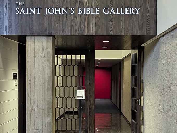 Behind this unassuming door lies a handwritten Bible that makes your grocery list look positively prehistoric by comparison.
