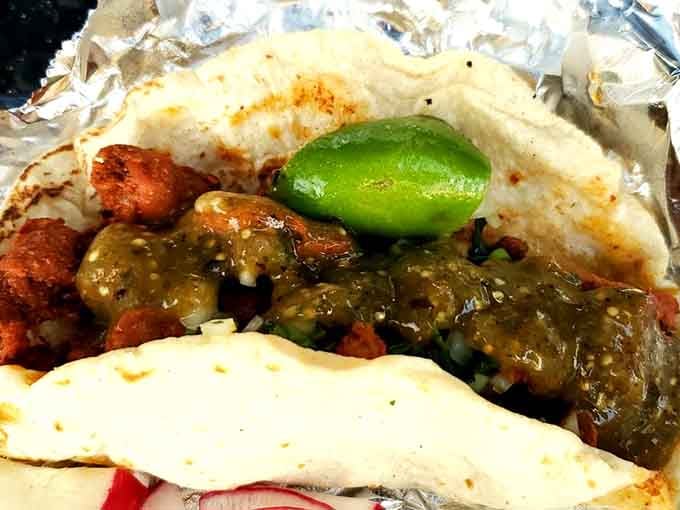 That green salsa pooling over the pastor is not playing around. Bring your appetite and maybe a backup shirt.