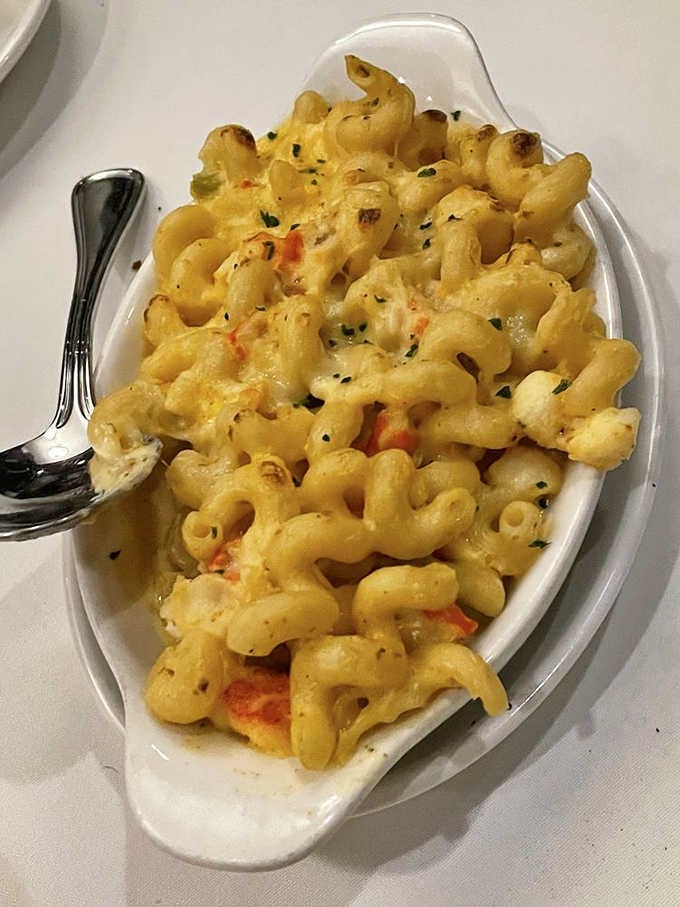 Crab Mac N Cheese at a legendary steakhouse, because sometimes the side dish deserves its own standing ovation.