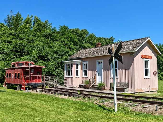 The historic Stevensville Train Depot is small, proud, and full of stories the red caboose refuses to stop telling.