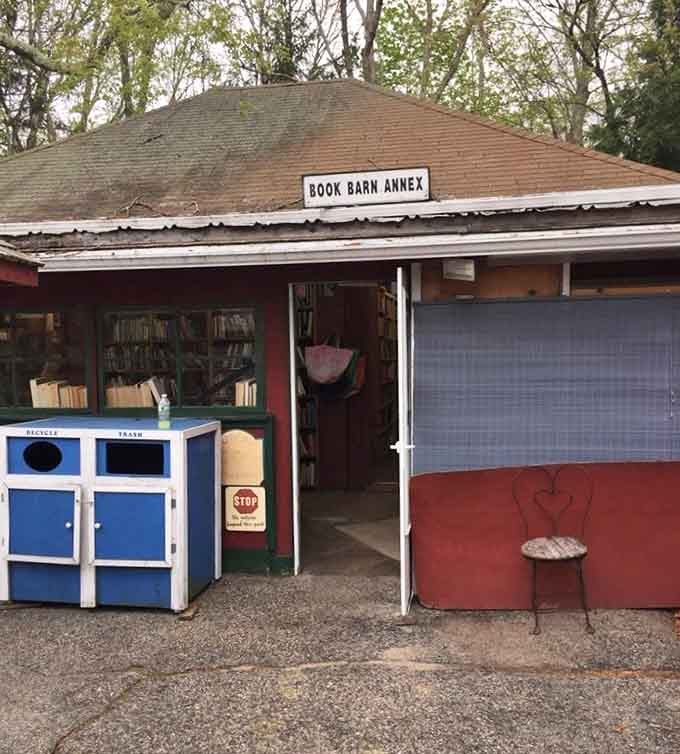 The Book Barn Annex quietly holds its own, packed with shelves from doorway to back wall.