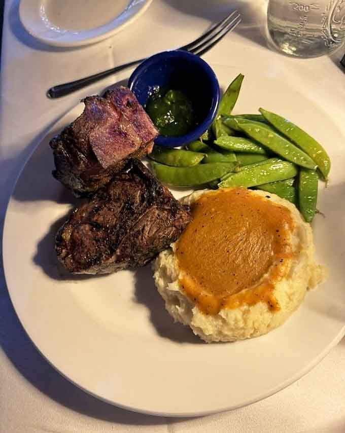 Lamb T-bones with mashed potatoes and snap peas. Simple, honest, and absolutely no apologies needed.