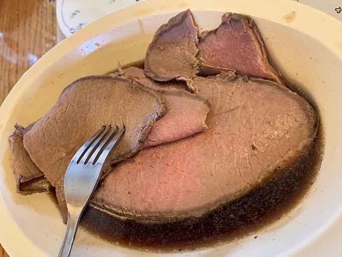 Slow-cooked roast beef swimming in its own juices. Comfort food doesn't get more sincere than this.