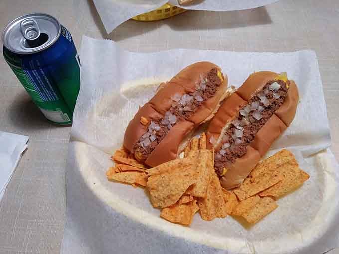 This spread represents serious business: multiple dogs, chips, and enough happiness to fuel your entire afternoon.