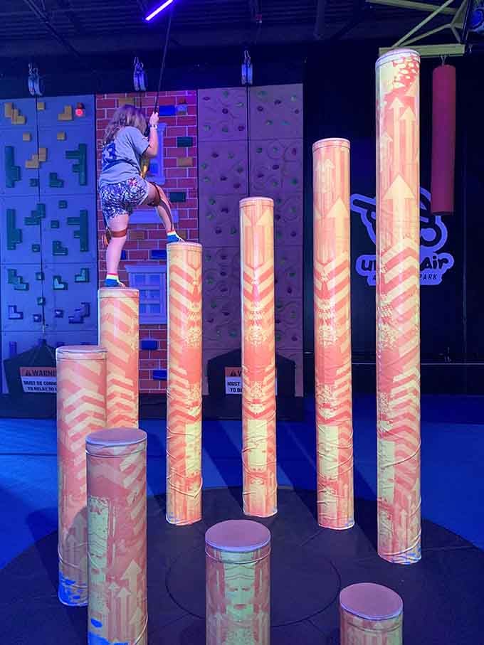 Padded towers, climbing walls, and pure determination. This obstacle zone separates the bold from the cautious.