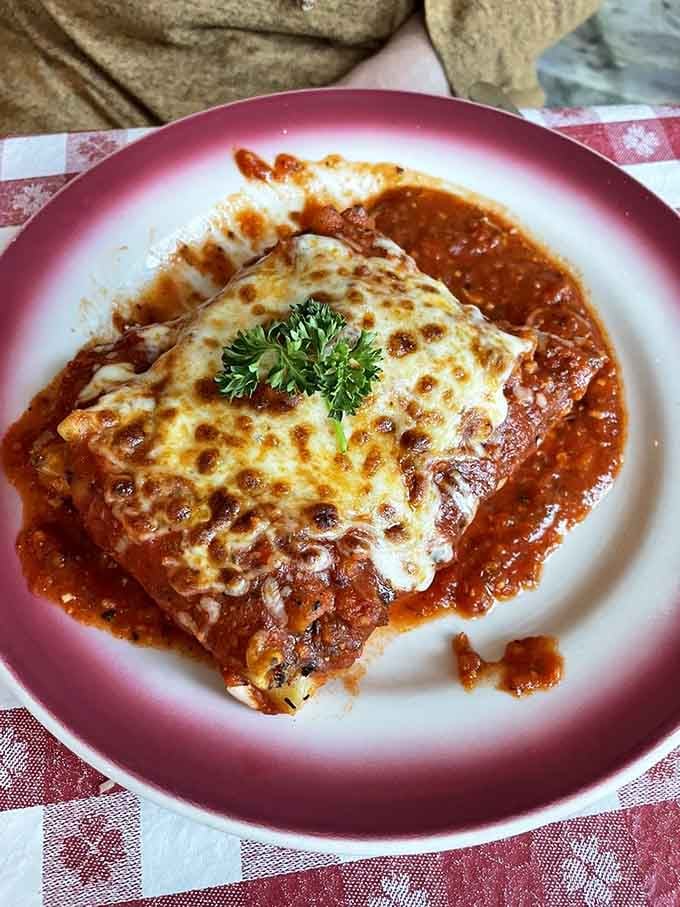 Lasagna layered with enough cheese and sauce to make your Italian grandmother nod in approval.