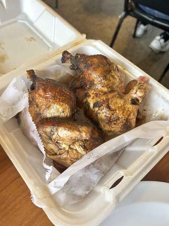 Hickory-smoked chicken with a gorgeous golden crust. This bird clearly had somewhere important to be, and it arrived in style.