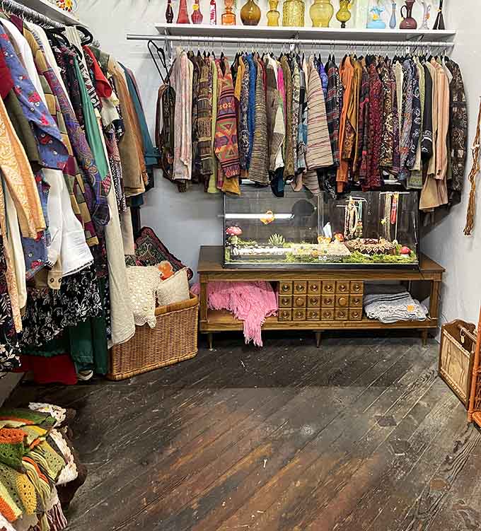 Bohemian, bold, and completely one-of-a-kind. This clothing room is a vintage lover's absolute paradise.