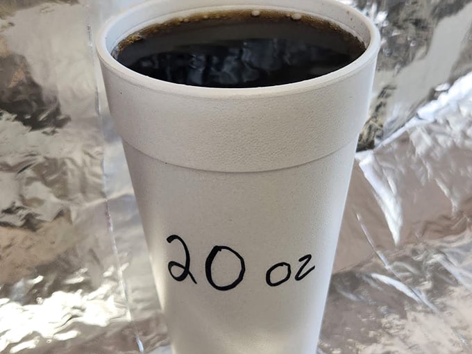 Sometimes the best beverage is just a cold drink in a foam cup, no pretension required here.